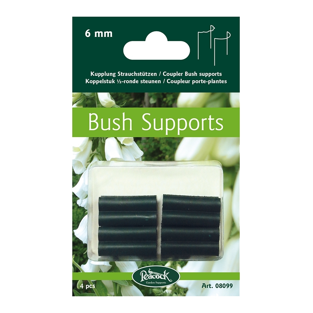 Coupleur for bush support, 4 pieces, green - 6 mm - Peacock Garden Supports
