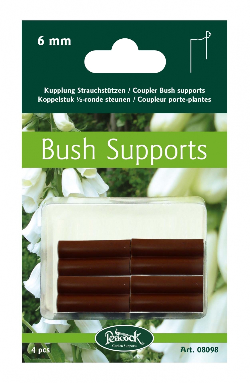 Coupleur for bush support, 4 pieces, rust - 6 mm - Peacock Garden Supports